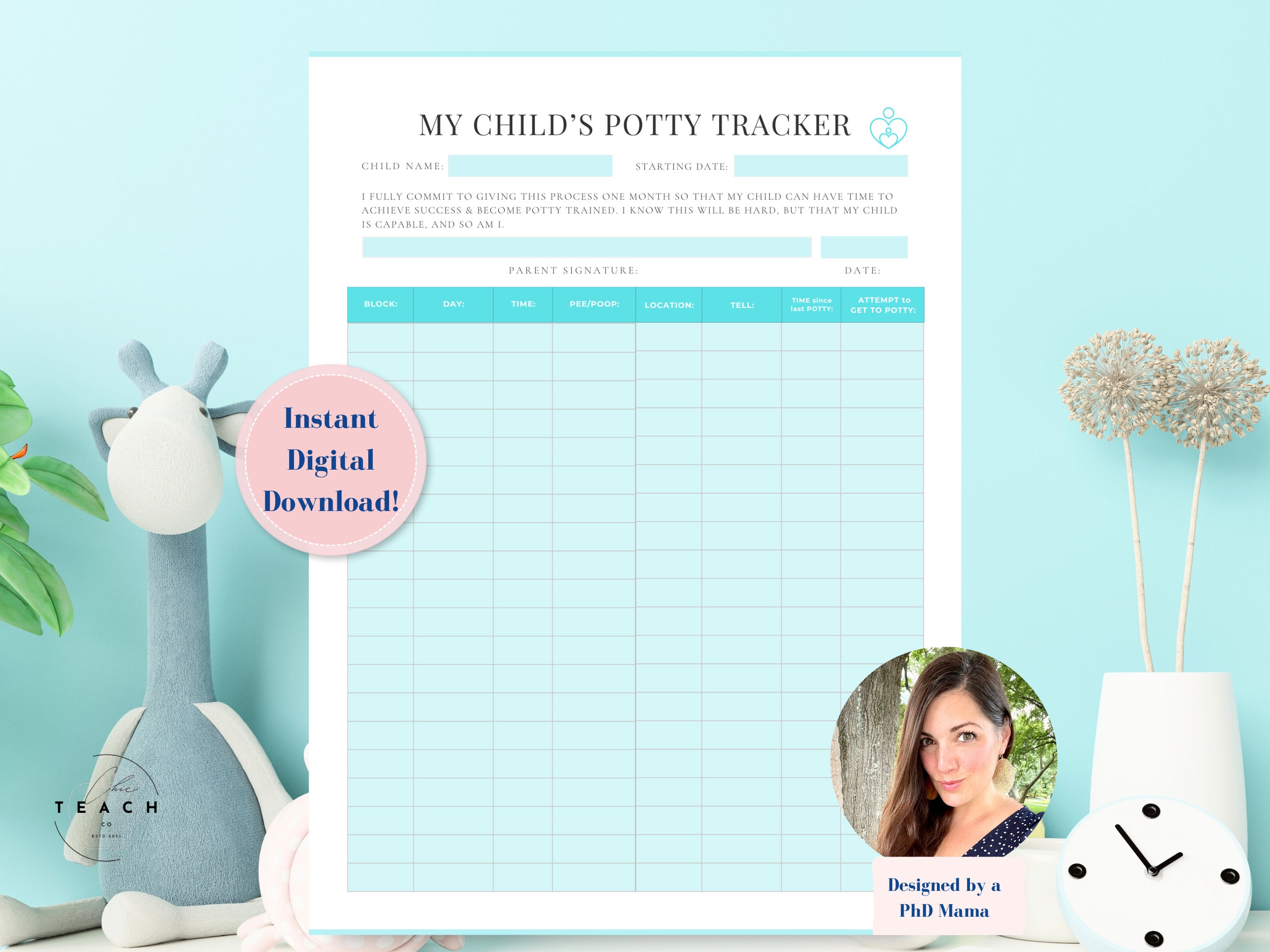 Potty Training Tracker Printable Girl Potty Training Boy Potty Training ...