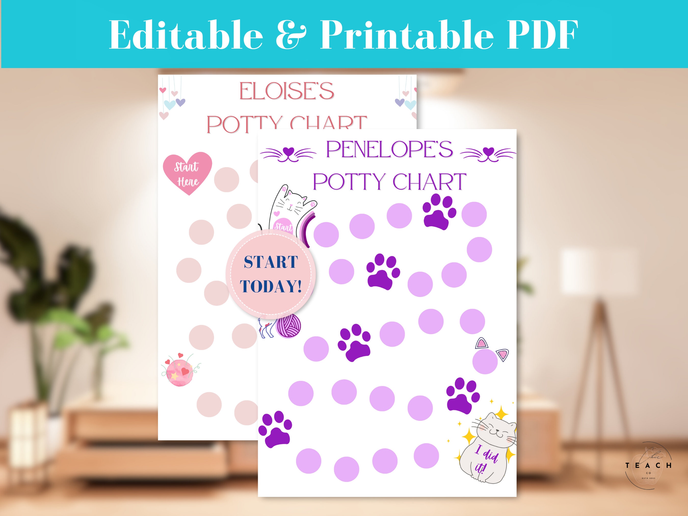 Potty Training Chart Editable Potty Training Chart Printable Montessori ...