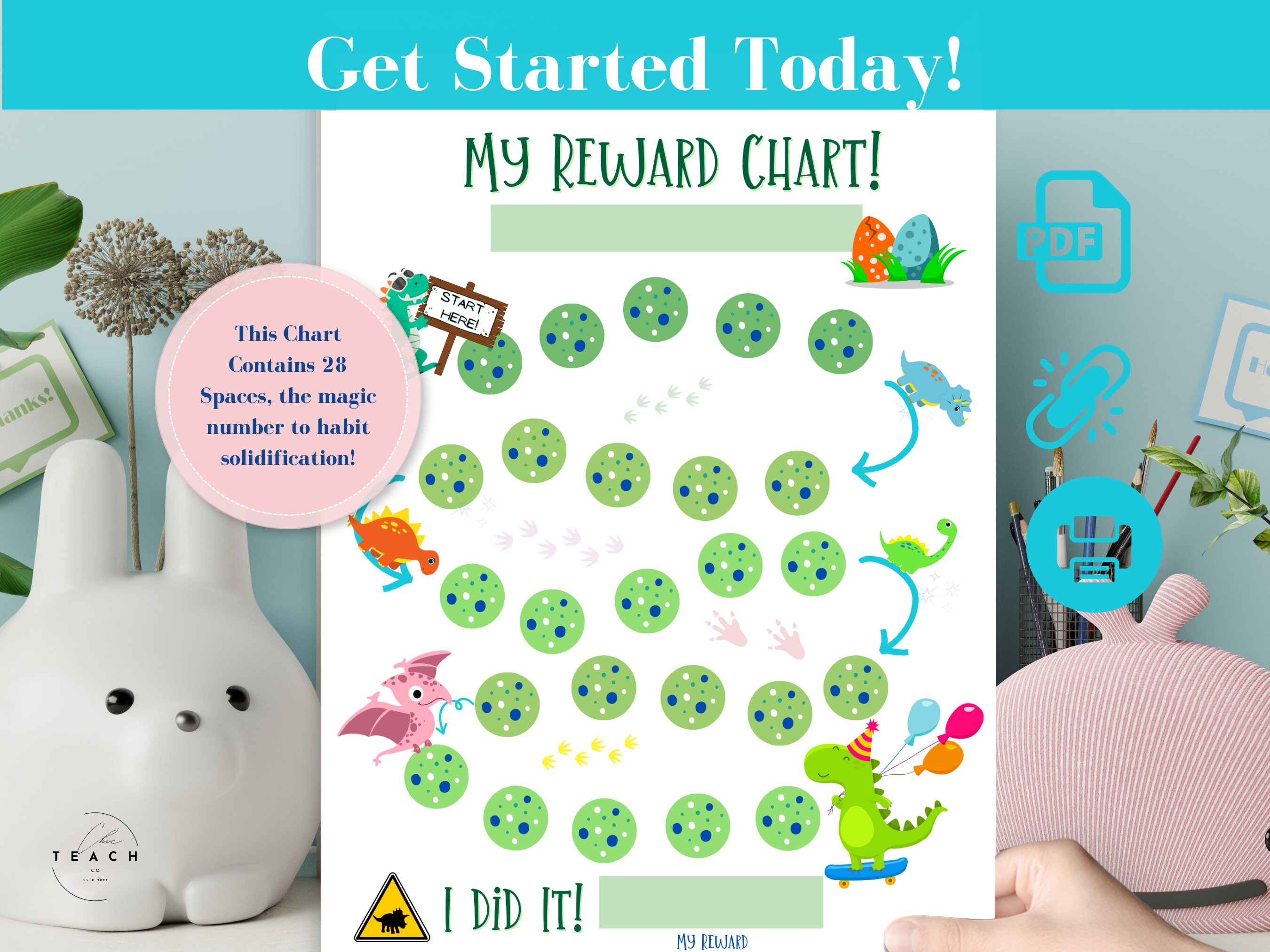 Dinosaur Reward Chart Printable for Kids: Boys or Girls - Etsy