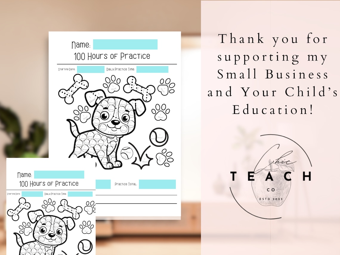 Digital Practice Chart for Kids Printable Practice Challenge - Etsy