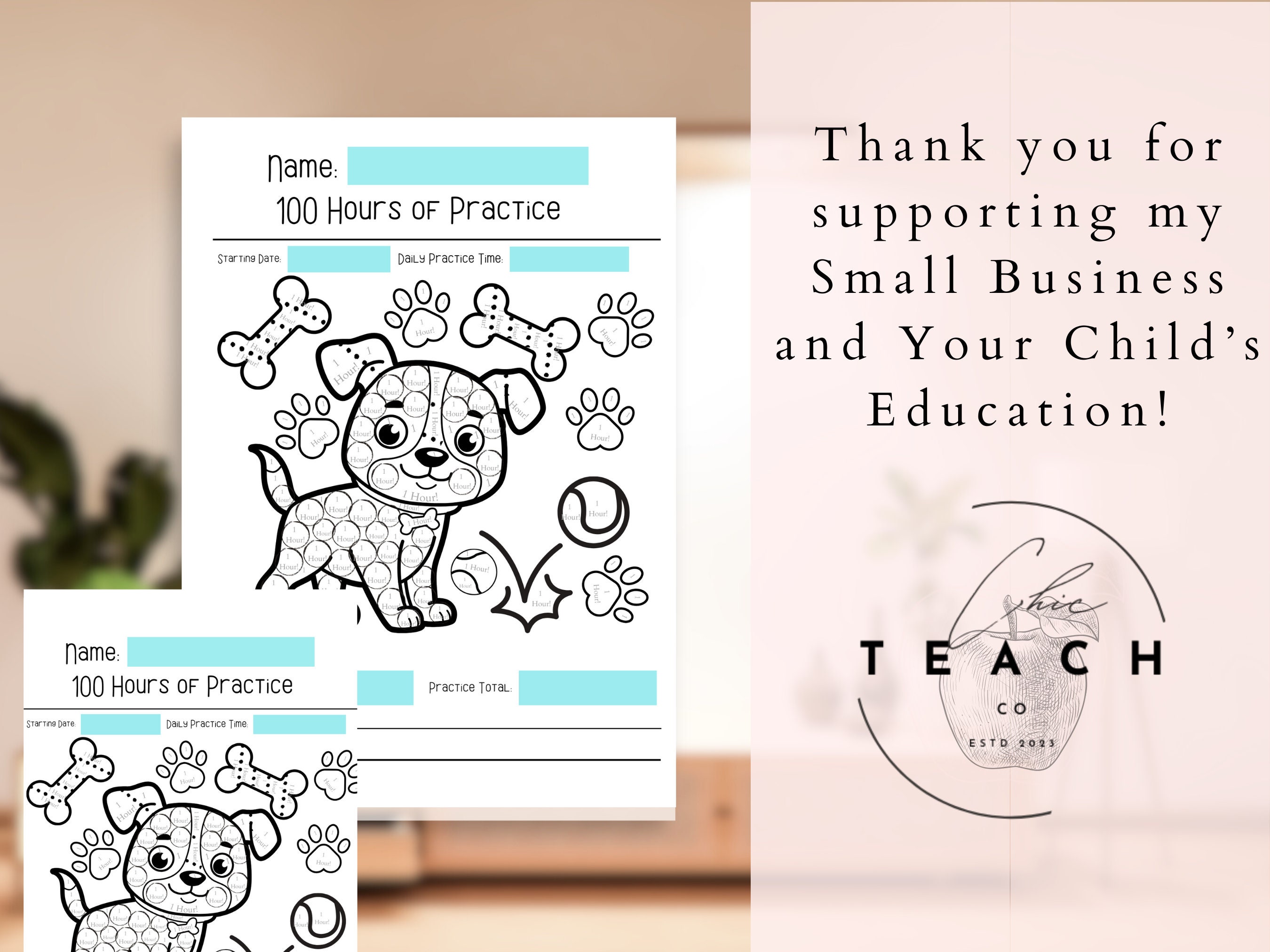 Digital Practice Chart for Kids Printable Practice Challenge - Etsy