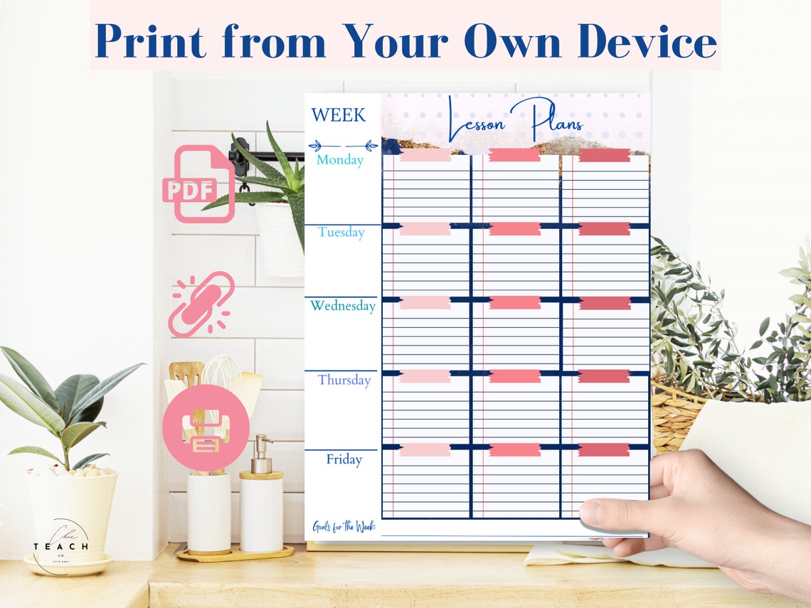 Printable Lesson Plan Book Pages for Teachers and Homeschool Weekly ...