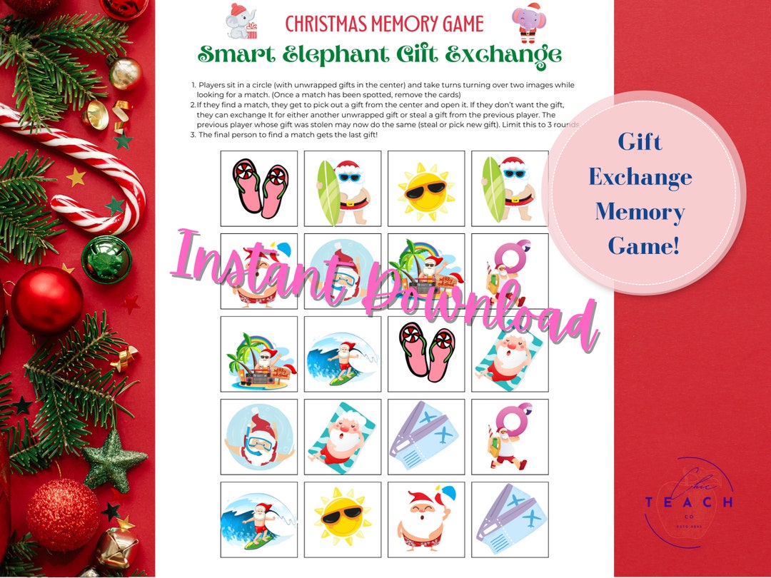 Christmas Gift Exchange Game | Christmas Party Game Printable | White ...