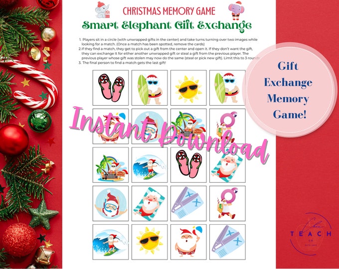 Christmas Gift Exchange Game | Christmas Party Game Printable | White ...