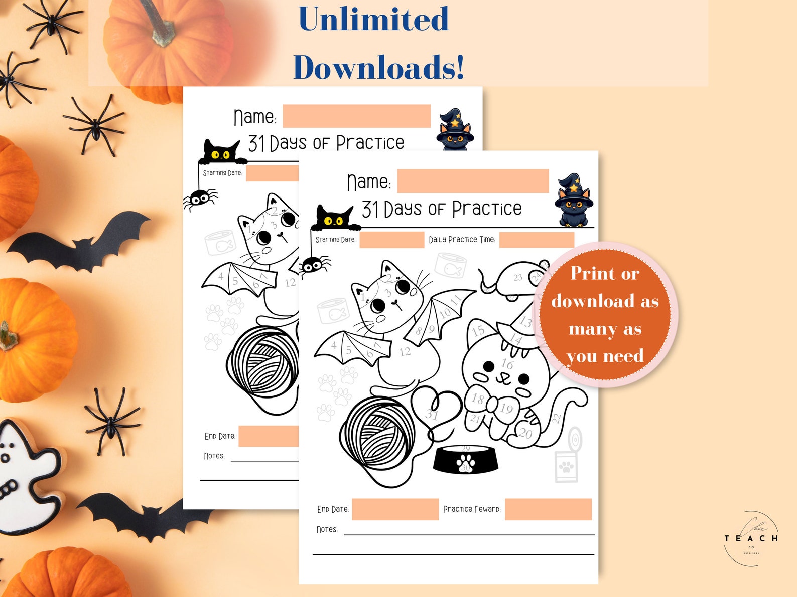 Digital Practice Chart for Kids! Printable Practice Challenge With ...