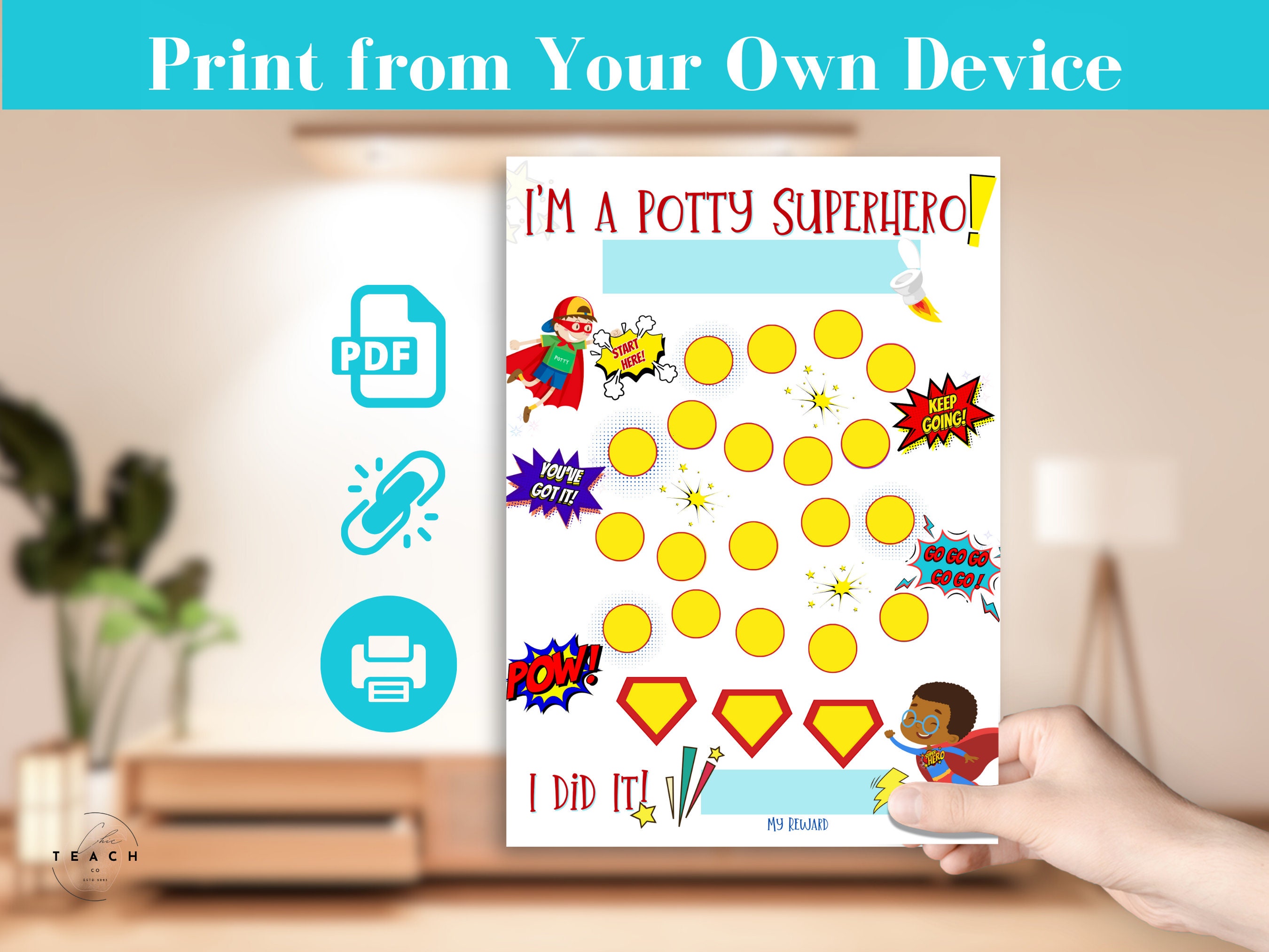 Potty Training Chart Boy Printable Potty Training Chart Superhero Chart ...