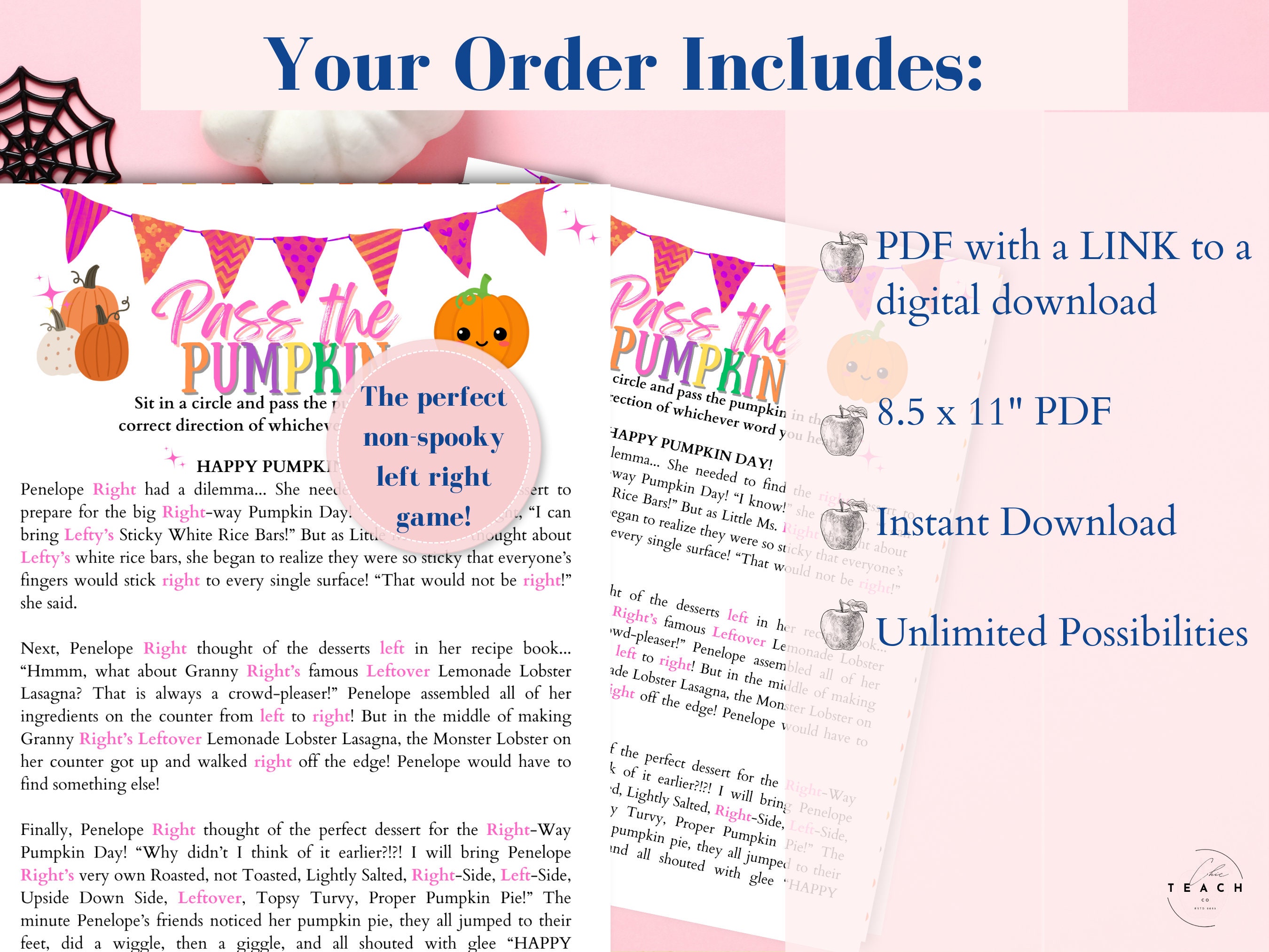 Left Right Game Halloween Party | Pass the Gift Game Printable for ...