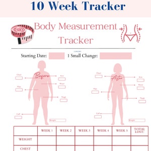 Body Measurement Chart, Printable 10 Week Body Sculpting Tracker ...