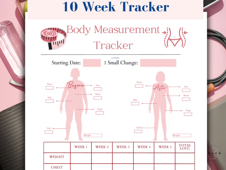 Body Measurement Chart, Printable 10 Week Body Sculpting Tracker ...