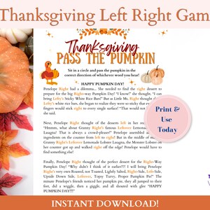 Left Right Game Thanksgiving Activity Pass the Pumpkin Game Printable ...