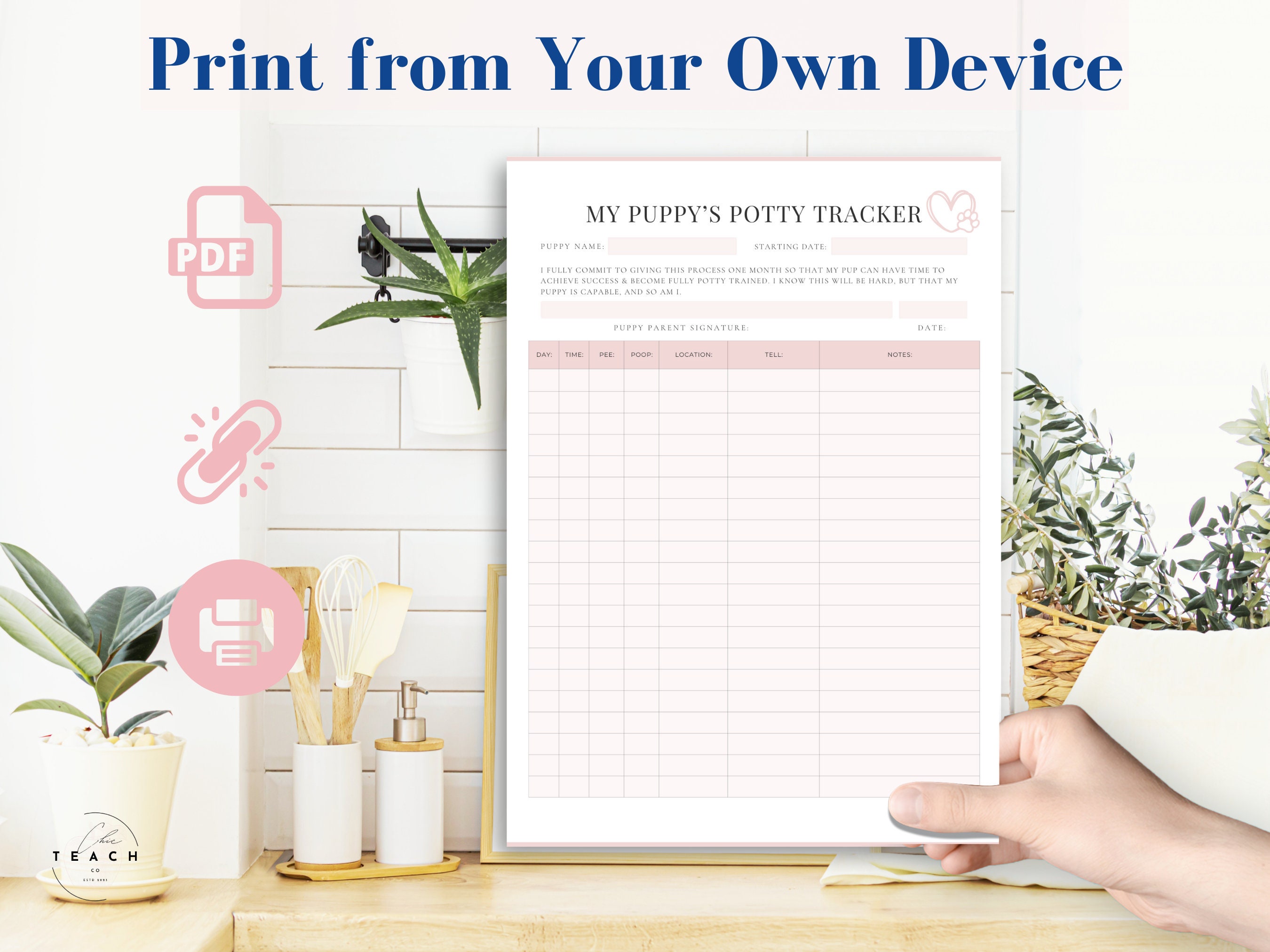 Puppy Potty Training Minimalist Chart and Tracker Printable - Etsy