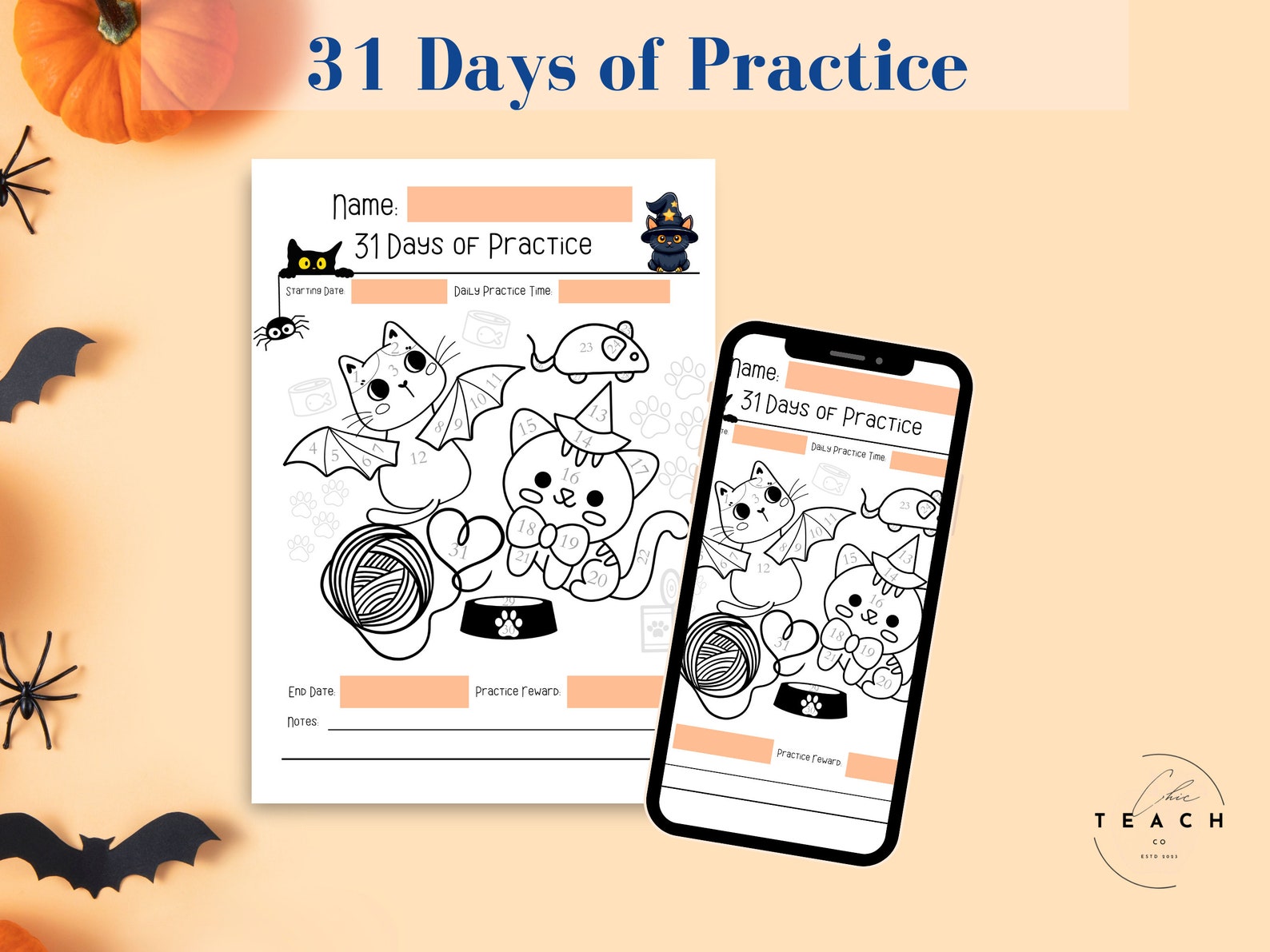 Digital Practice Chart for Kids! Printable Practice Challenge With ...
