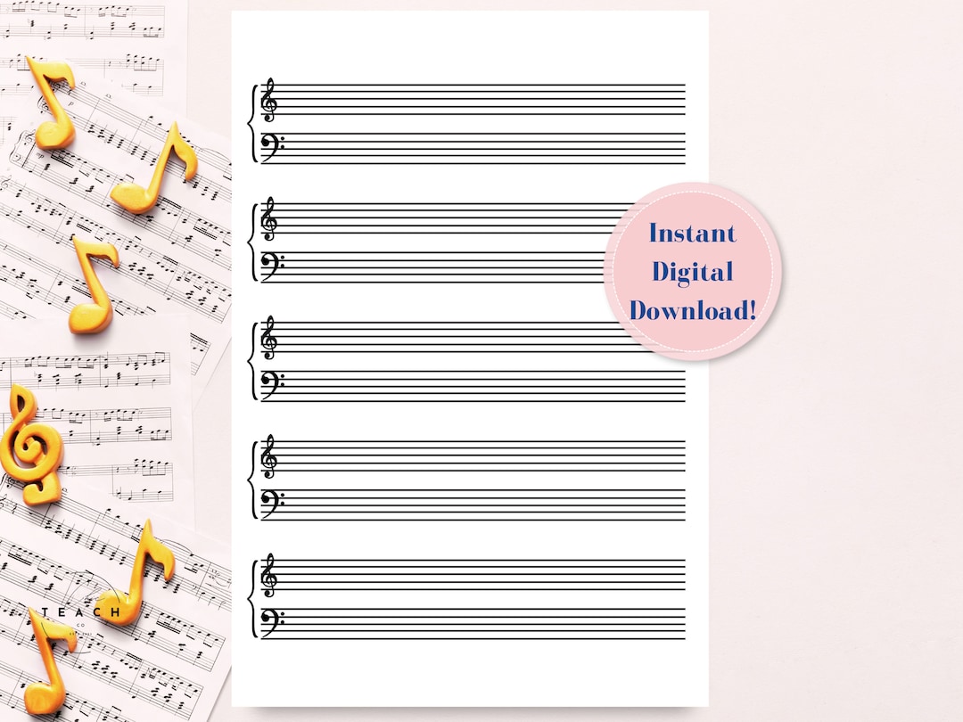 Staff Paper Musician Printable Good Notes Piano Voice Blank Sheet Music ...