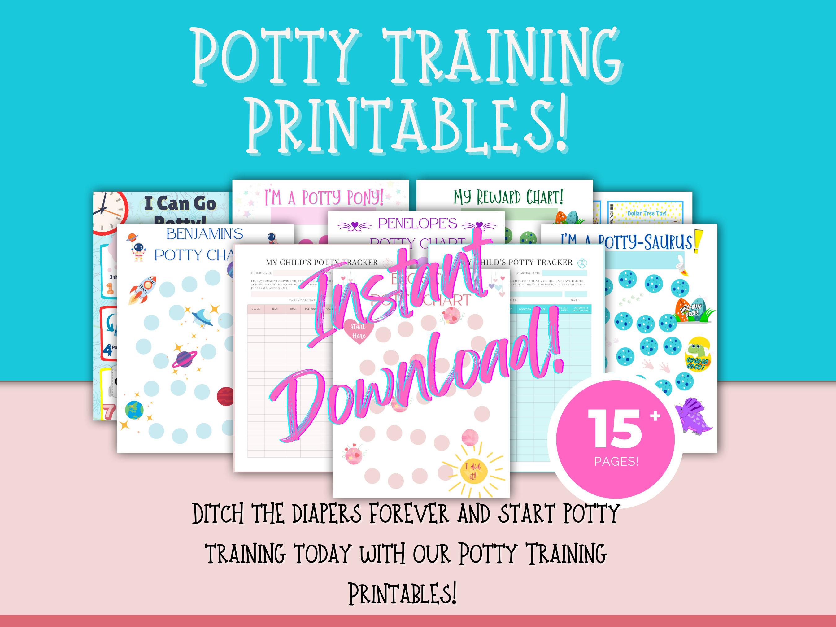 Potty Training Chart Bundle Montessori Potty Chart Boy Printable Girl ...