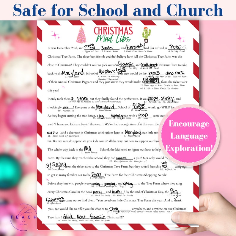 Christmas Mad Lib Kid Christmas Activity Holiday Mad Lib Xmas Game ...