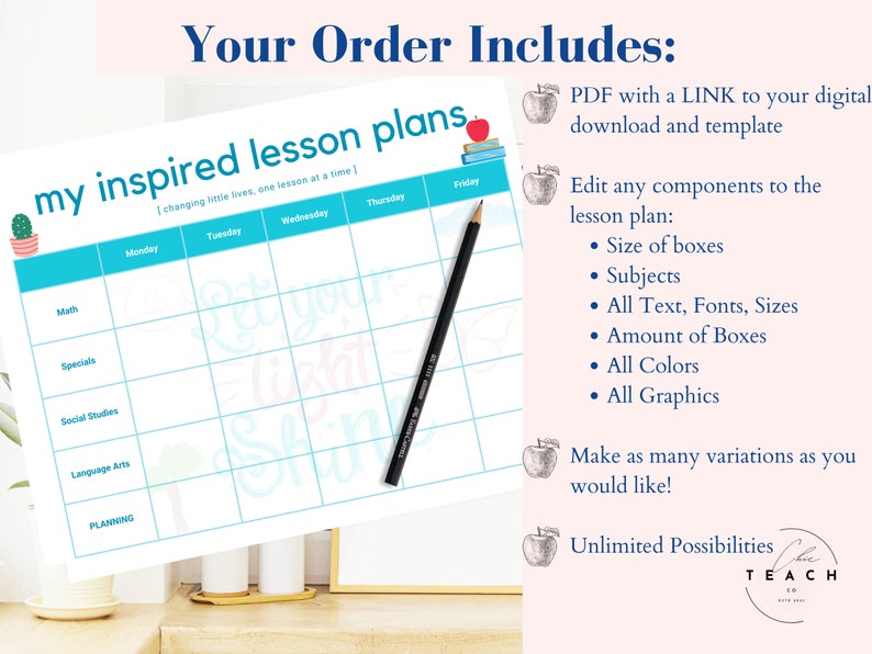 Editable Lesson Plan Template Teacher Elementary School Weekly Teach ...