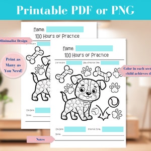 Digital Practice Chart for Kids! Printable Practice Challenge With ...