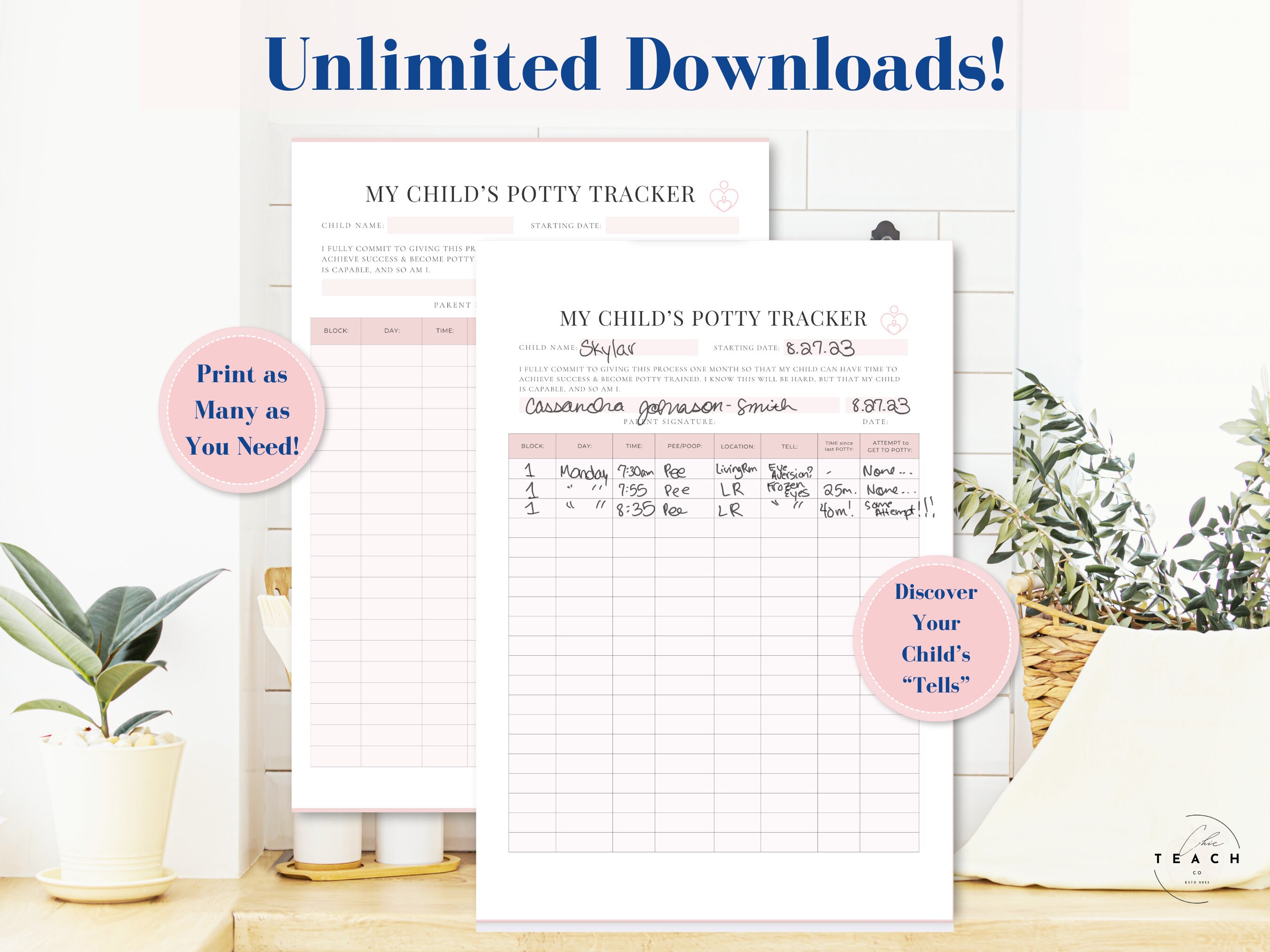 Printable Potty Training Tracker and Chart for Boys or Girls - Etsy