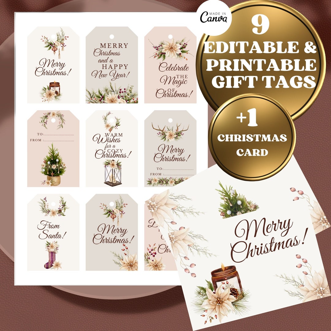 Editable Christmas Tag Bundle Canva Template for Vintage - Etsy