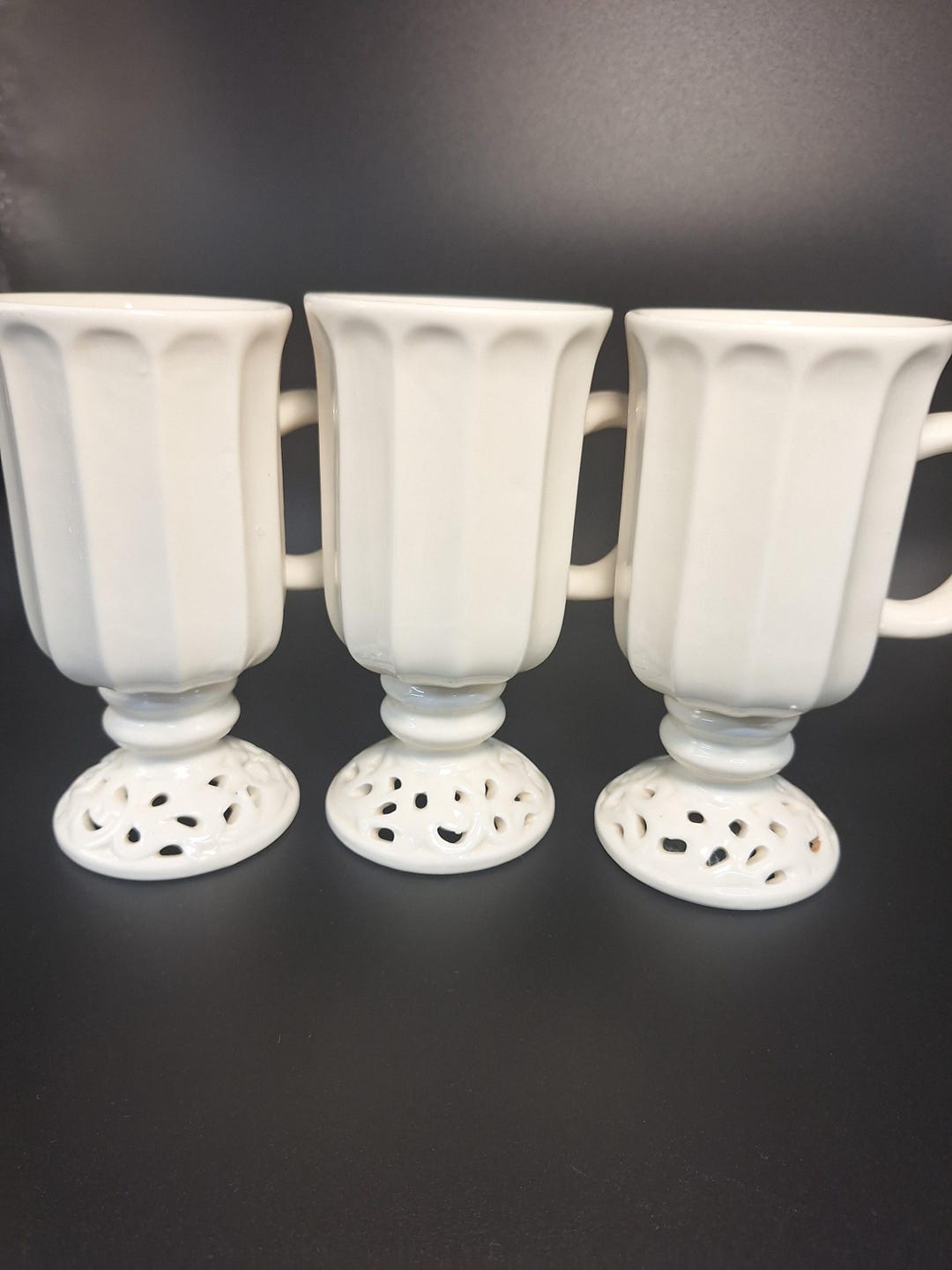 Set of 3 ND EXCLUSIVE Coffee Cups. Ceramic, Cream Colir With ...