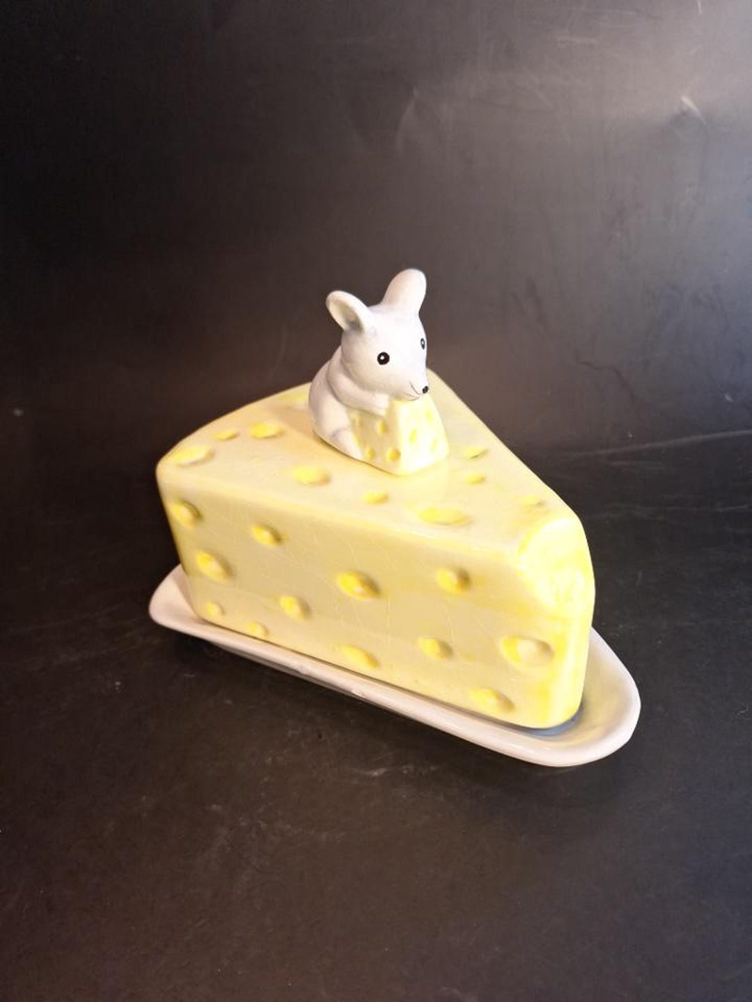Vintage Cheese Shaped Dish With Mouse Handle. Houston Foods. Has a Few ...