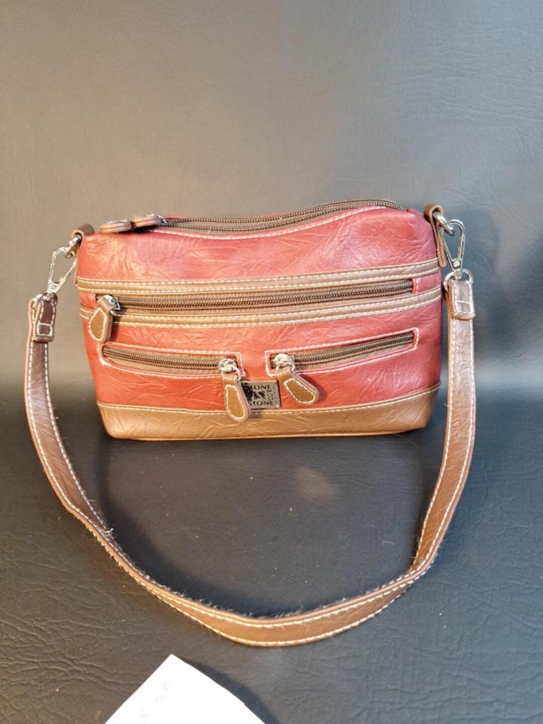 Stone and Co Multi Zipper Compartments Shoulder Bag. 4 Compartments ...