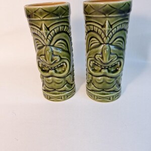 Vintage Ceramic Tiki Tumblers. Set of 2 , Green. Excellent Condition. - Etsy