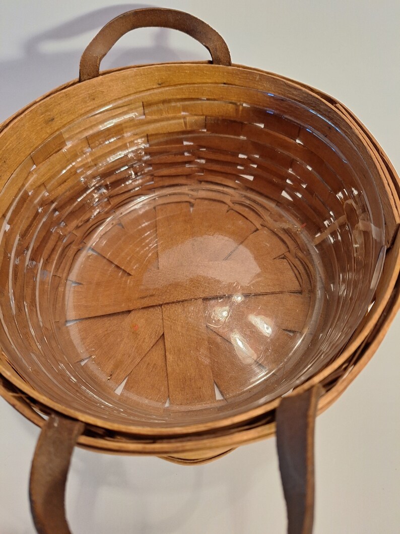 Longaberger Darning Basket With Plastic Inset and Leather Handles - Etsy