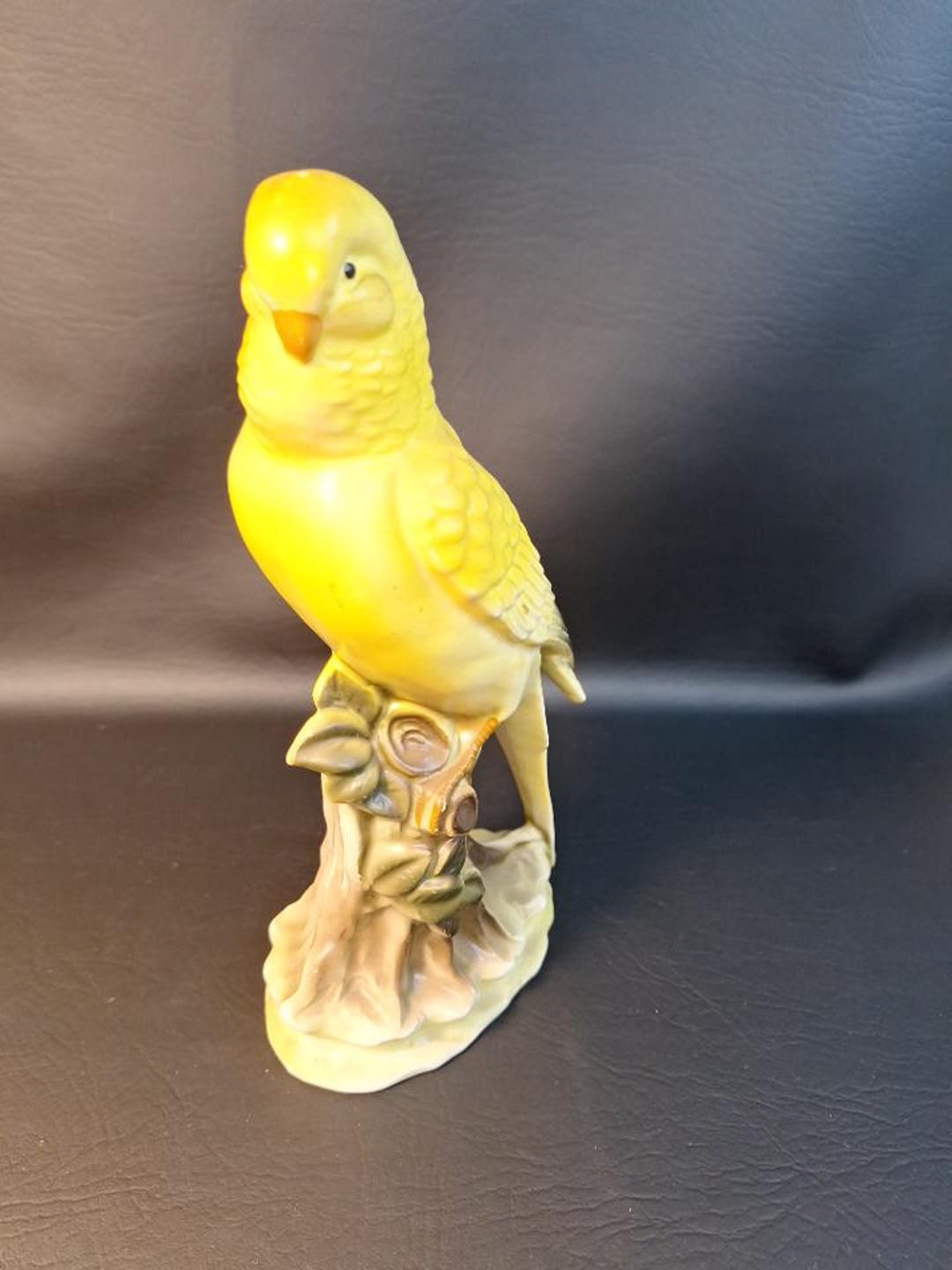 Vintage Porcelain Parakeet on Tree. Vibrant Yellow Color. Very Good ...