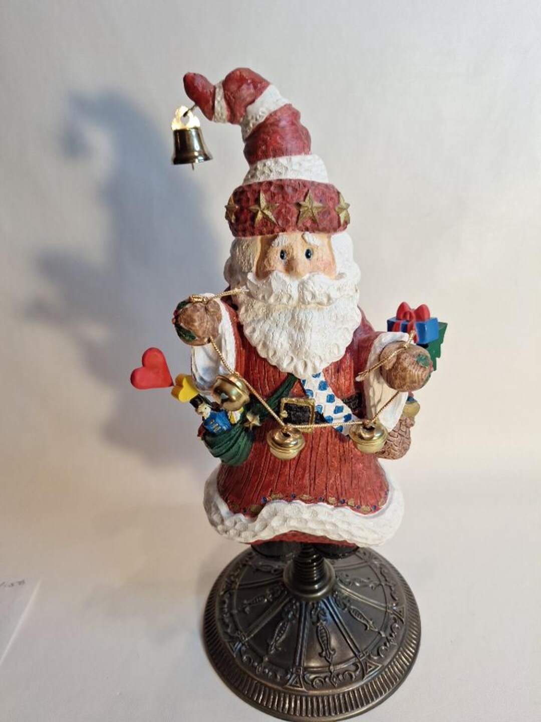 Whimsical Santa Centerpiece on Spring That Makes Him Wobble. Metal Base ...