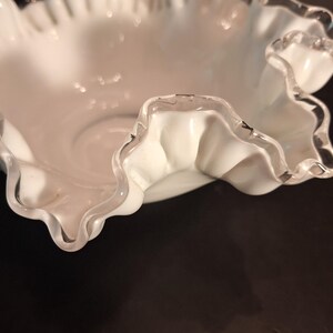 Vintage Fenton Silvercrest White Milkglasscrimped Ruffled Edge Bowl - Etsy