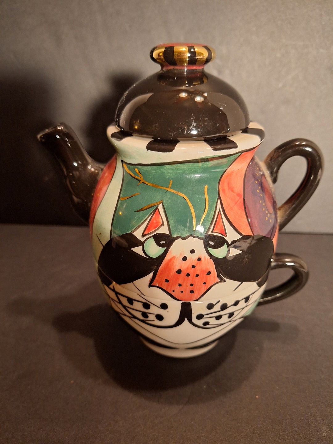 Vintage Swak Lynda Corneille Cat Character Teapot/cup Combination - Etsy