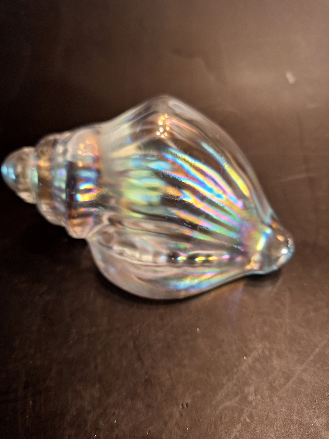 Vintage Iridescent Art Glass Conch Shell - Etsy