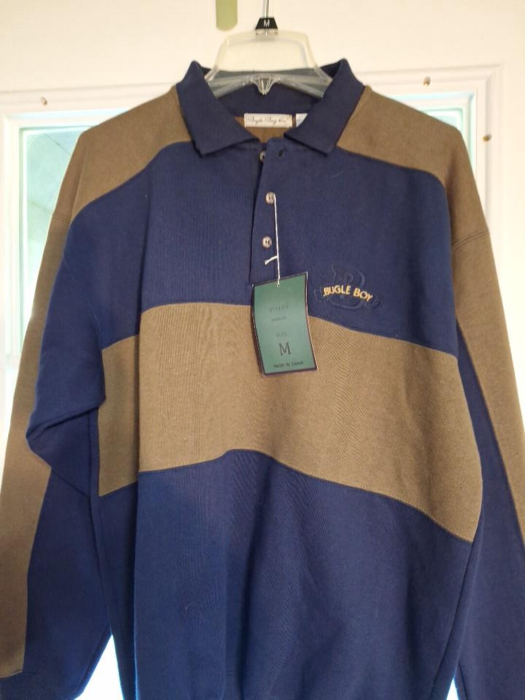 Brand New Bugle Boy Button Collar Fleece Mens Shirt. Navy and Olive ...