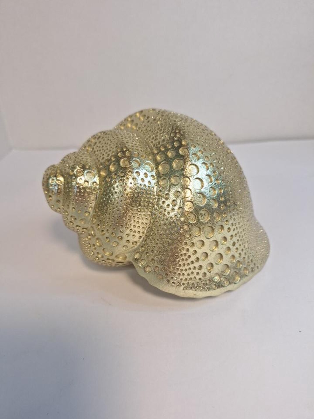 Golden Ceramic Conch Shell Figurine: Textured Coastal Decor - Etsy