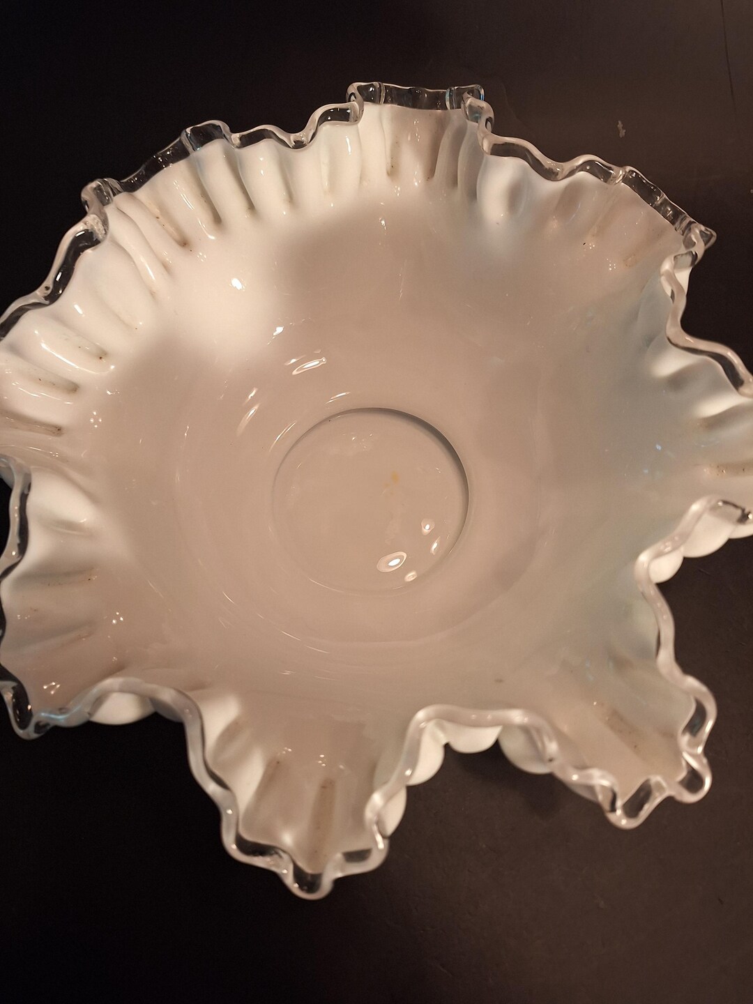 Vintage Fenton Silvercrest White Milkglasscrimped Ruffled Edge Bowl - Etsy