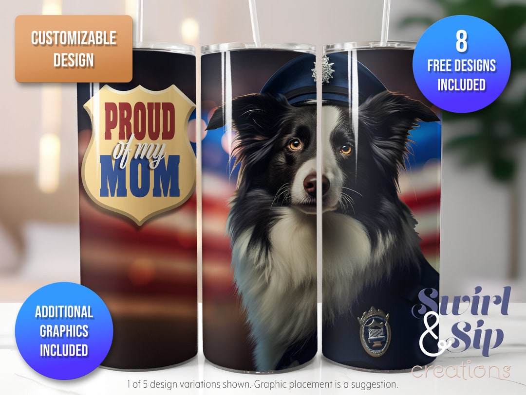 Border Collie Cop Dog 6 Police Dog 20 Oz Skinny Tumbler - Etsy
