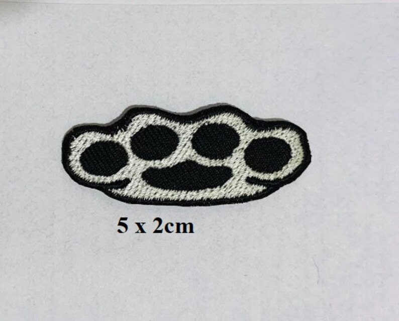 Brass Knuckles Hand Punch Sew Iron on Patch Badge Biker Motorcycle ...