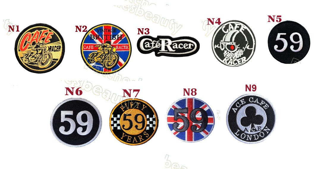 59 Years Cafe Racer London Rider Biker Ace Cafe Bikers British Vintage Union Jack Embroidered ...