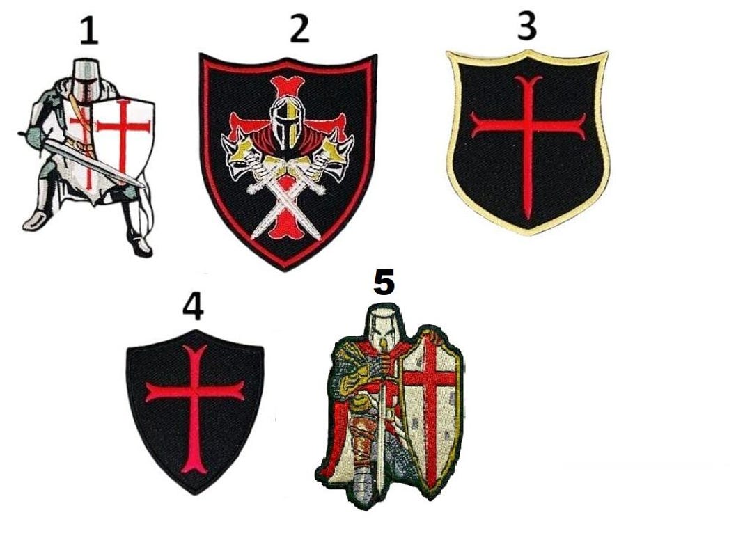 Knight Templar Cross Shield Sword Military Fighters Iron Sew on Jacket ...