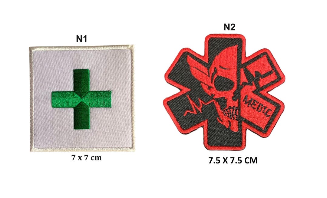 First Aid Doctor Nurse NHS Medic Aid Cross EMT Paramedic Skull Iron on ...