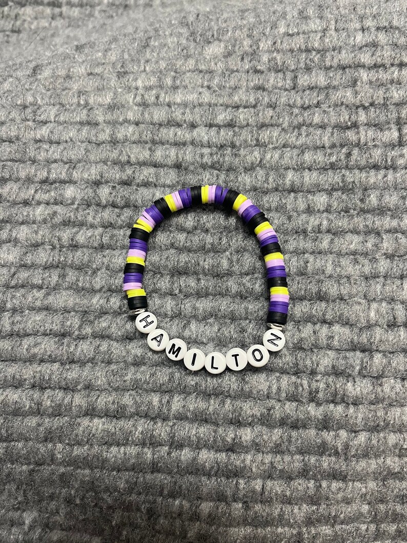 Lewis Hamilton Formula 1 Beaded Fan Bracelet Purple/neon Yellow - Etsy