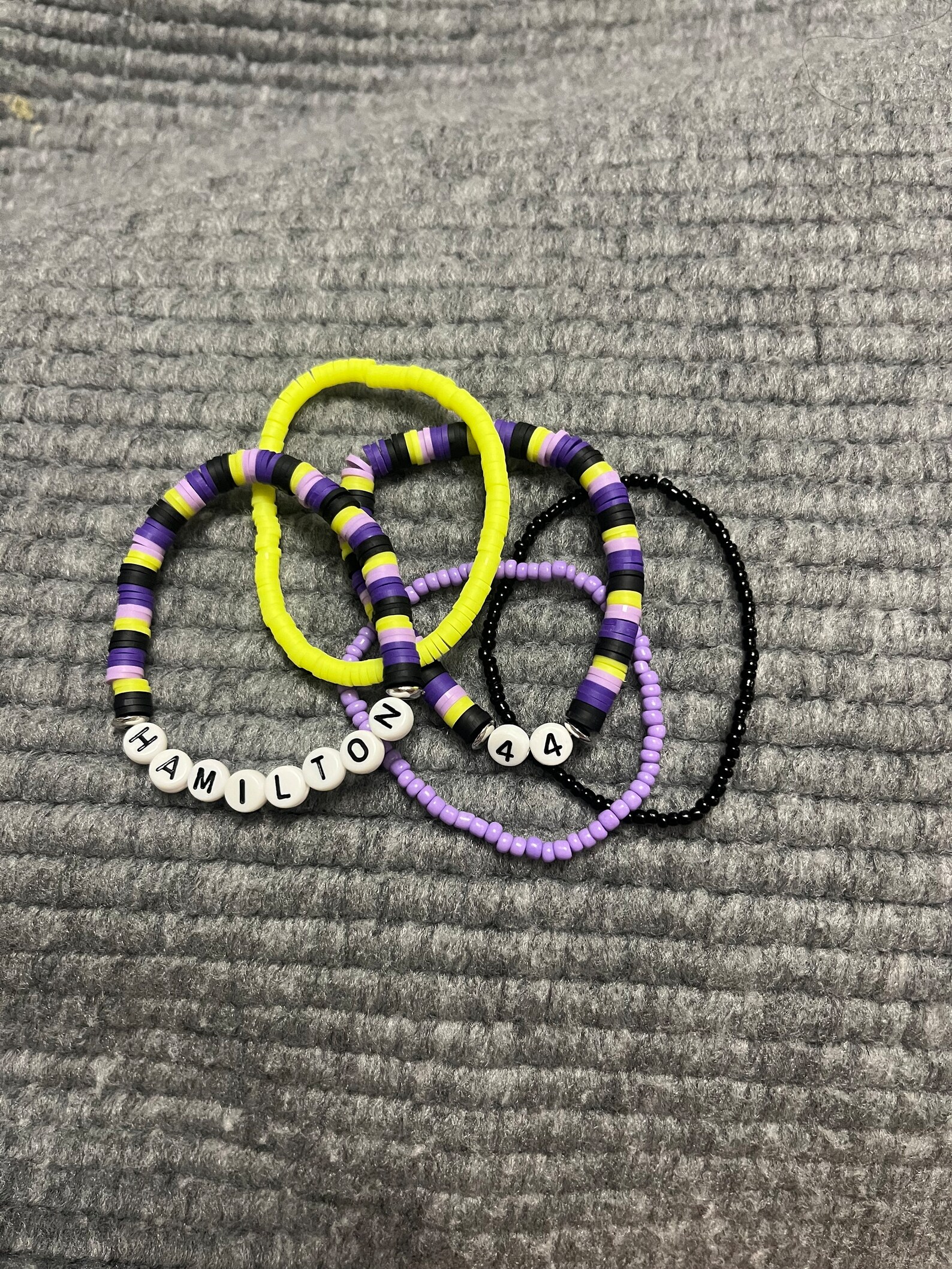 Lewis Hamilton Formula 1 Beaded Fan Bracelet Purple/neon Yellow - Etsy