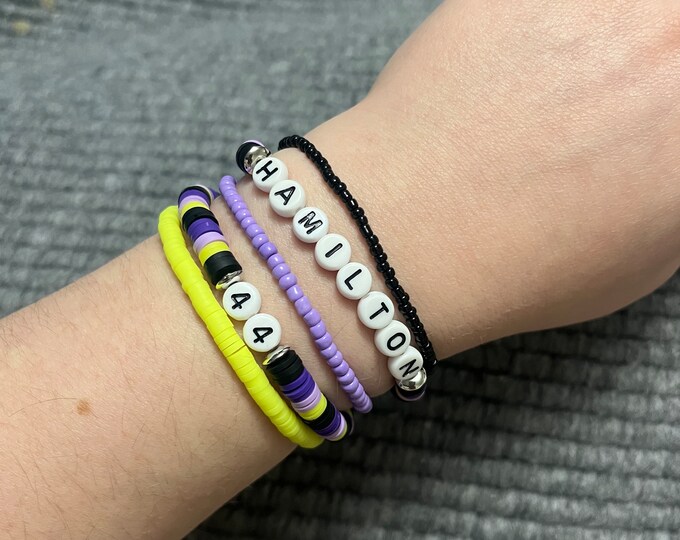 Lewis Hamilton Formula 1 Beaded Fan Bracelet Purple/neon Yellow - Etsy