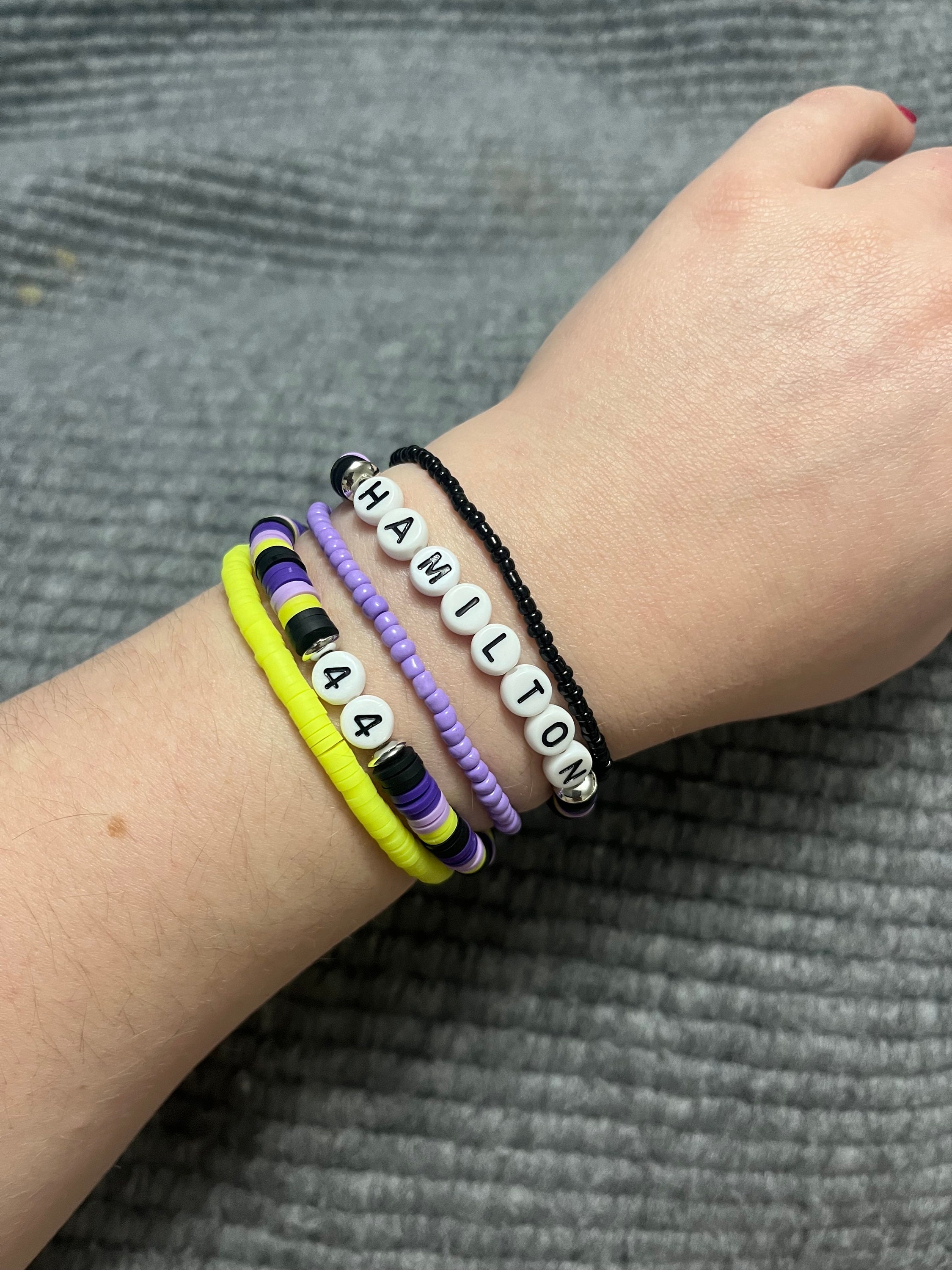 Lewis Hamilton Formula 1 Beaded Fan Bracelet Purple/neon Yellow - Etsy