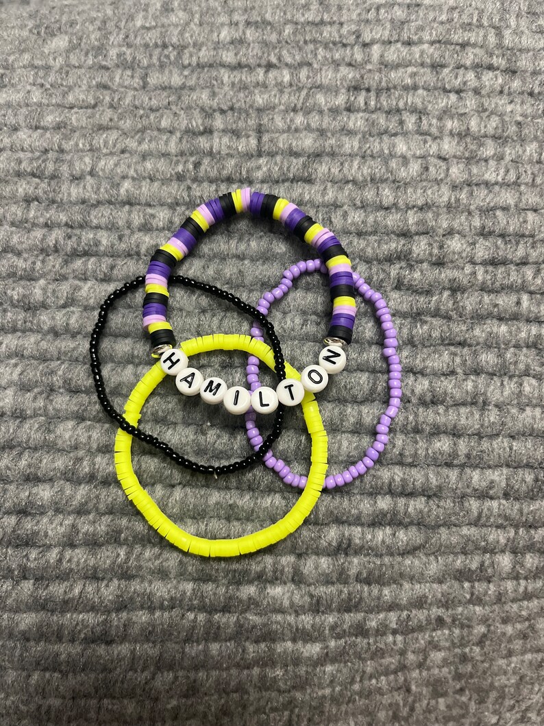 Lewis Hamilton Formula 1 Beaded Fan Bracelet Purple/neon Yellow - Etsy