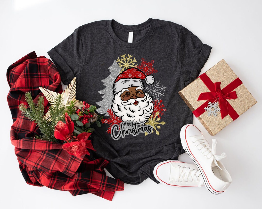 Merry Christmas Black Santa Shirt, Afro American Black Santa Christmas ...