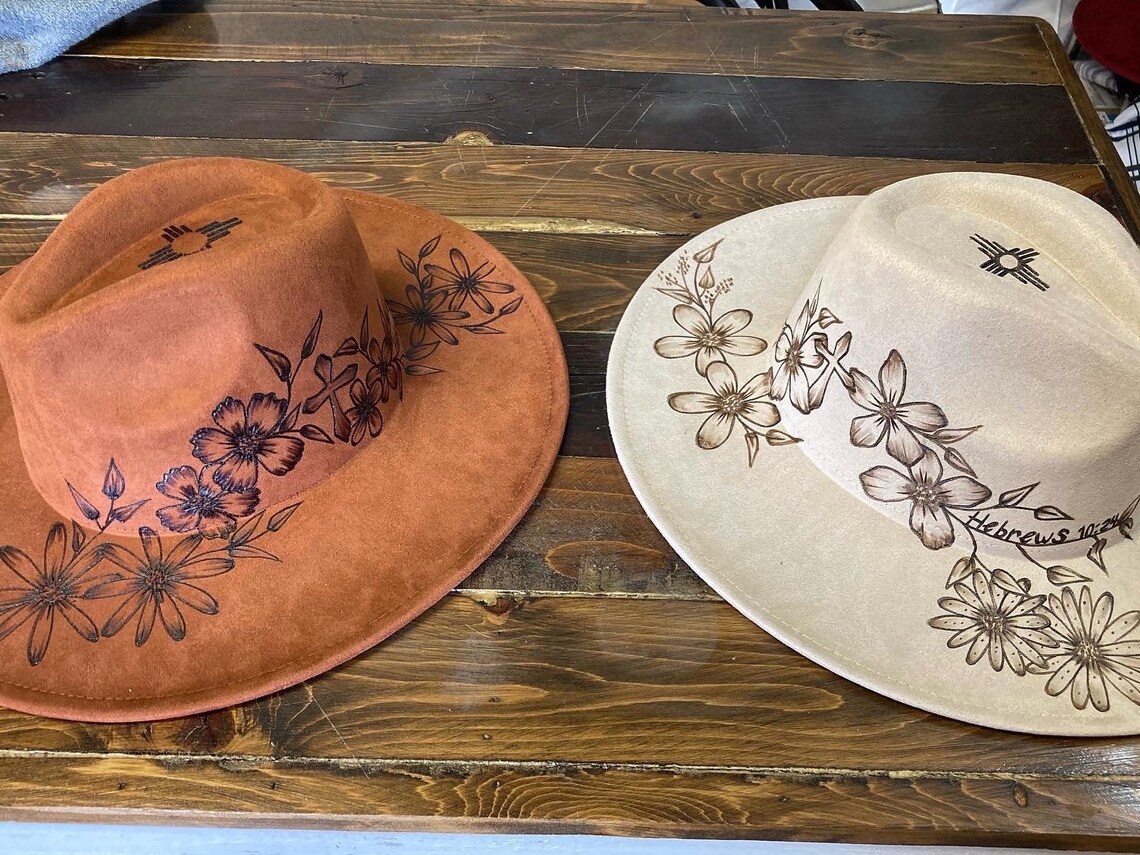 Off White Fedora Hat Ready for Personalized Hand Burned Art or Custom ...