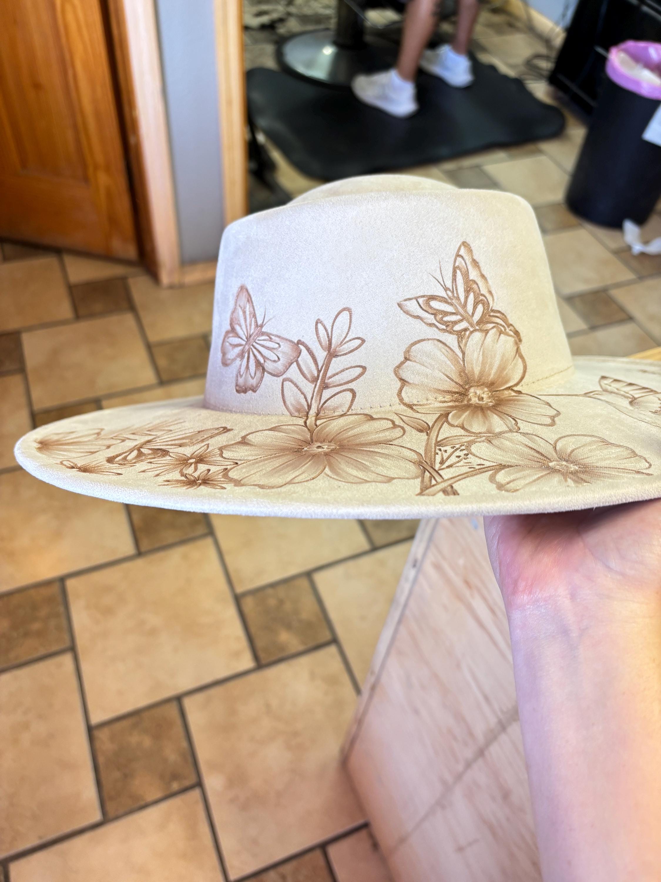 Custom Burnt Memorial Hat With Quote – Hand-burned Butterfly ...