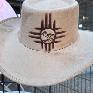 Hand-burned Gambler Cowboy Hat – Zia & Sandia Mountains Design ...